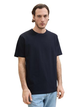 Tom Tailor Herren Klassisches T-Shirt mit Piqu&eacute;-Struktur, sky captain blue, XXXL