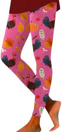 Generic Legging de sport 2026 pour femme - Imprim&eacute; citrouille et &eacute;rable - Taille haute - Confortable - Pour le sport, rose vif, XXL