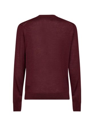 Etro Mens Knit Sweater Pegaso Burgundy Wool-Silk