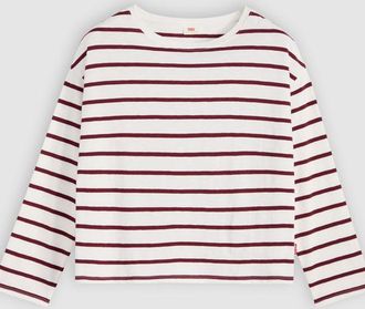 Levi's T Shirt Manche Longue Slub Julie - Femme - Blanc / Saint Stripe Egret Tawny Port - L