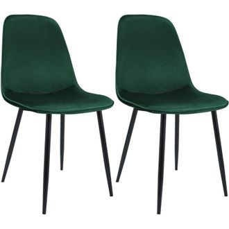 Clp Lot de 2 chaises de salle &agrave; manger Maryam Vert Velours