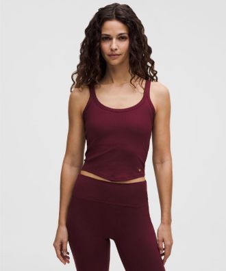 lululemon Nulu Ribbed Cropped Tank Top Heart f&uuml;r Frauen - Gr&ouml;&szlig;e XL in Burgundy Bay
