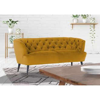 Red Living home24 Küchensofa Burdett 210cm Gelb/Senfgelb Schwarz