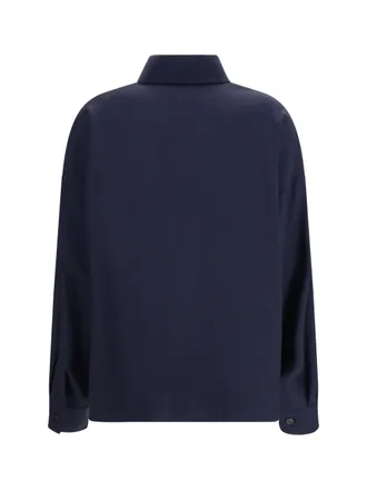 Max Mara Womens Cropped Shirt Jacket Mulino Blue Fleece Wool (ovis Aries)