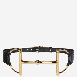 Gucci Oversized Clasp Calf Skin Belt - Black