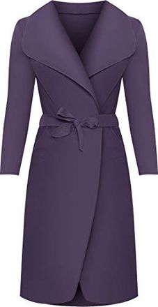 WearAll Manteau Long Ceinture Poche Ouverte Mesdames Celebrity Cascade Veste Cape - Pourpre - Une Taille