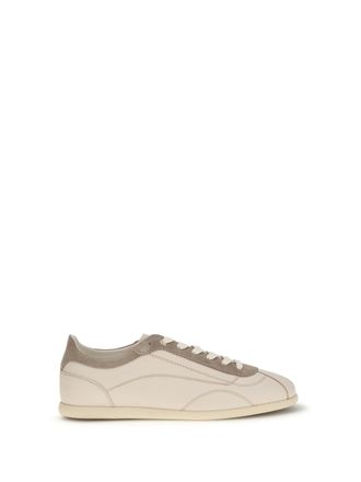 Brunello Cucinelli Mens Sneakers Leather And Suede Slim Sole Burro-Koala Upper: Trainers Burro/koala