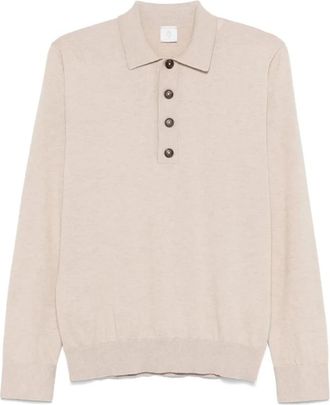 Eleventy Homme, Tops, Beige, Taille: XL Polo de Luxe en Coton et Cachemire