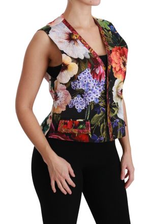 Dolce & Gabbana Womens Multicolor Floral Sleeveless Waistcoat Top Vest