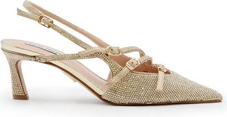 Steve Madden Femme, Chaussures, Jaune, Taille: 38 1/2 EU Sandales dorées à bride cheville scintillante