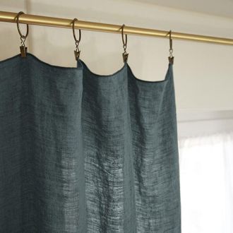Altobuy Altobuy - margaux - Rideau Ajustable 140x270cm Lin Lav&eacute; Ardoise + 8 Anneaux Pince
