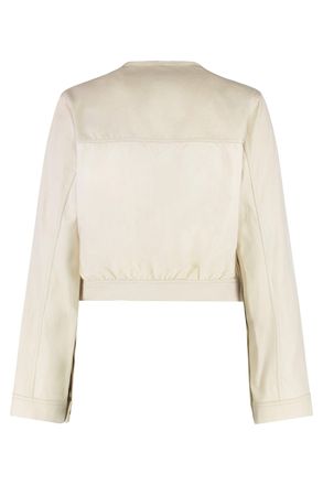 Moncler Womens Chatel Cotton-Linen Blend Jacket Ivory