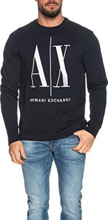 A|X Armani Exchange Icon Embroidered Pullover Sweatshirt Sweat-Shirt, Bleu (Navy 1510), Large Homme