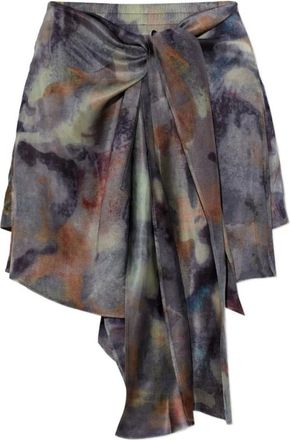 Diesel Femme, Jupes, Gris, Taille: 40 FR D&eacute;tail de Ourlet Asym&eacute;trique Taille Smock&eacute;e D&eacute;tail Drap&eacute;