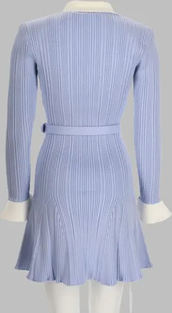 Self Portrait Ribbed Knit Mini Dress - Blue