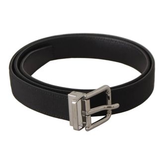 Dolce & Gabbana Homme, Accessoires, Noir, Taille: ONE Size Élégante ceinture noire en cuir avec boucle en métal