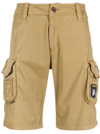 Alpha Industries short cargo &agrave; patchs - Marron
