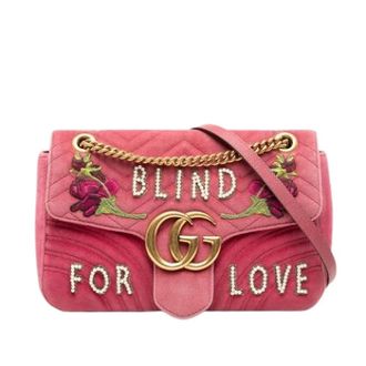 Gucci Sac bandouli&egrave;re matelass&eacute; en velours brod&eacute; Pre-owned - Femme - Pre-owned - Rose - Taille: ONE Size