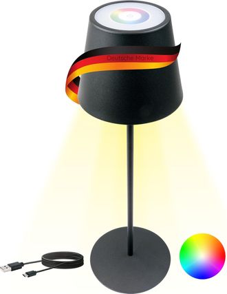 Schwaiger OTL200 013 Tischlampe Nachtlicht LED-Lampe Garten-Leuchte Stehlampe RGB Touch Akku dimmbar warmweiß Indoor & Outdoor IP44 schwarz