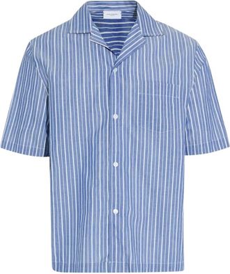 Paolo Pecora Homme, Chemises, Bleu, Taille: M Camicia Boxy Fit a Maniche Corte
