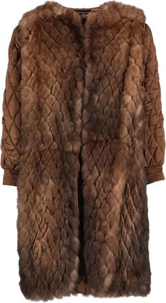 Fendi shearling quilted coat - Braun