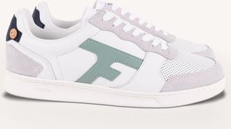 Faguo Baskets en cuir blanc et lichen