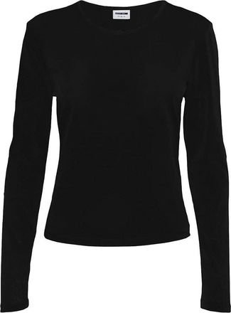 Noisy May Noisy may Damen Einfarbiges Mesh Langarm Shirt Durchsichtiges Netz Top Stretch Rundhals Oberteil NMJUDITH