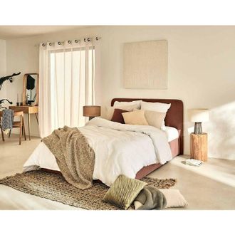 Best Mobilier Bestmobilier - Goyave - lit coffre - 140x190 - en tissu - sommier inclus - terracotta