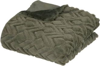 Atmosphera Atmosphera - Plaid Mara - Fausse Fourrure - Vert Kaki - 180x230 cm