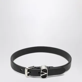 Valentino Garavani Schwarzes VLogo Signature Armband aus Leder
