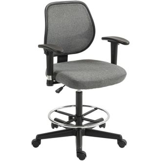 Vinsetto Chaise de bureau assise haute r&eacute;glable accoudoirs r&eacute;glables pivotante 360&deg; tissu gris chin&eacute;