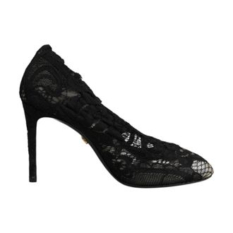 Dolce & Gabbana Schwarze Spitze Stretch Stiefel - - Shoes - Damen - Schwarzk - 38 1/2 EU