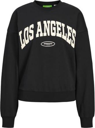 Jack & Jones Jack & Jones Jxmerle Spring RLX Short Ls Crew SWT Maillot de survêtement, Noir/imprimé : Los Angeles, S Femme
