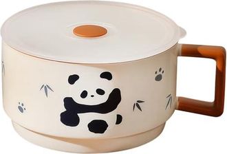 Generic Bol &agrave; soupe avec poign&eacute;e et couvercle, bol &agrave; ramen au micro-ondes pour nouilles instantan&eacute;es, flocons davoine, salade, soupe, c&eacute;r&eacute;ales