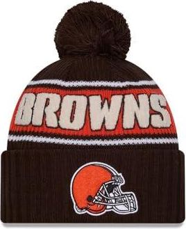 New Era Cleveland Browns NFL 2024 Sideline Sport Knit Marron Bonnet à Pompon