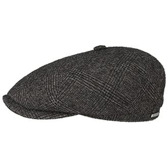 Stetson Casquette Plate Brooklin Boucl&eacute; Homme - Made in The EU pour lhiver Gavroche Laine avec visi&egrave;re, Doublure, Doublure Hiver Automne-Hiver - 57 cm Marron-