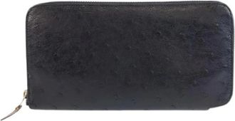 Herm&egrave;s Pre-owned Ostrich Azap Long Silk In Wallet - Femme - Pre-owned - Noir - Taille: ONE Size