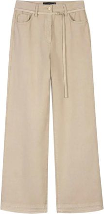 Luisa Cerano Femme, Jeans, Beige, Taille: 40 FR Jean Coupe Large avec Cordon de Serrage &Eacute;troit
