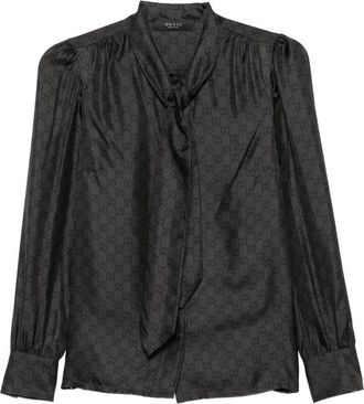 Gucci GG-pattern Pussy-bow-collar Blouse