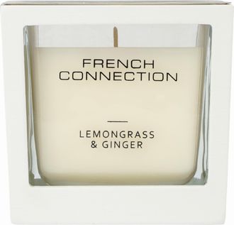 French Connection Duftkerzen-Kollektion mit Holzumrandung, eleganter wiederverwendbarer Halter, lange Brenndauer, Kerzengeschenk (mittelgro&szlig; - 220 g, Zitronengras und I