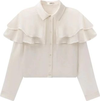 Frame Denim Femme, Blouses et Chemises, Blanc, Taille: 42 FR Chemisier &agrave; Col Orn&eacute;