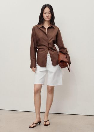 Mango Bermuda denim bas effiloché blanc - Femme - 32 - MANGO