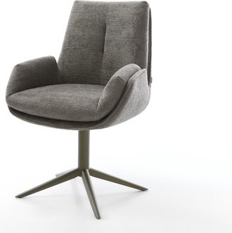 DELIFE Drehstuhl Clea-Flex Boucl&eacute; Soft Schlamm Fu&szlig;kreuz Effektfinish Titan 360&deg; drehbar Wippfunktion, Esszimmerst&uuml;hle