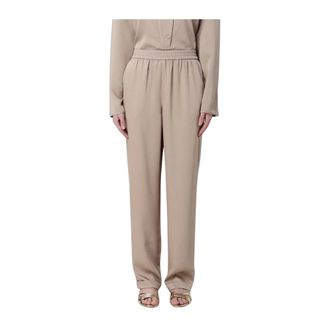 Emporio Armani Pantalon Droit en Satin - Femme - Pantalons - Beige - Taille: 40 FR