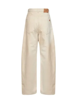 Max Mara Barrel-Fit Cotton Drill Trousers - Beige