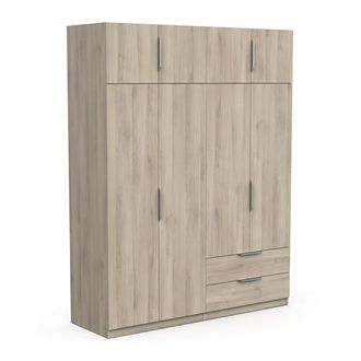 Demeyere Armoire Dressing avec Penderie Moderne 8 Portes 5 Etagères 2 Tiroirs - Coloris Chêne Kronberg - 157,3 x 51,1 x 203 cm, Gris