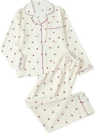 Generic Ensemble Pyjama ray&eacute; pour Femme avec Motif Coeur-Pyjama &agrave; Manches Longues avec Chemise et Pantalon V&ecirc;tement de Nuit &eacute;l&eacute;gant Jour de la Saint-Valentin 