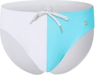 Generic Maillot de Bain Homme Moderne &agrave; Double Face avec Motifs en Blocs de Couleurs et Cordon de Serrage pour Un Style d&eacute;contract&eacute; (White, M)