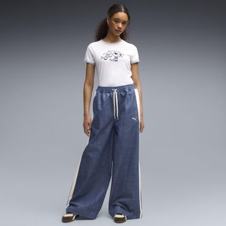 Puma Pantalon oversize tiss&eacute; PUMA x POWERPUFF GIRLS Femme, V&ecirc;tements, Bleu, XXS