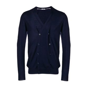 Paolo Pecora Zweireihige Strickjacke mit V-Ausschnitt - - Knitwear - Herren - Blau - L